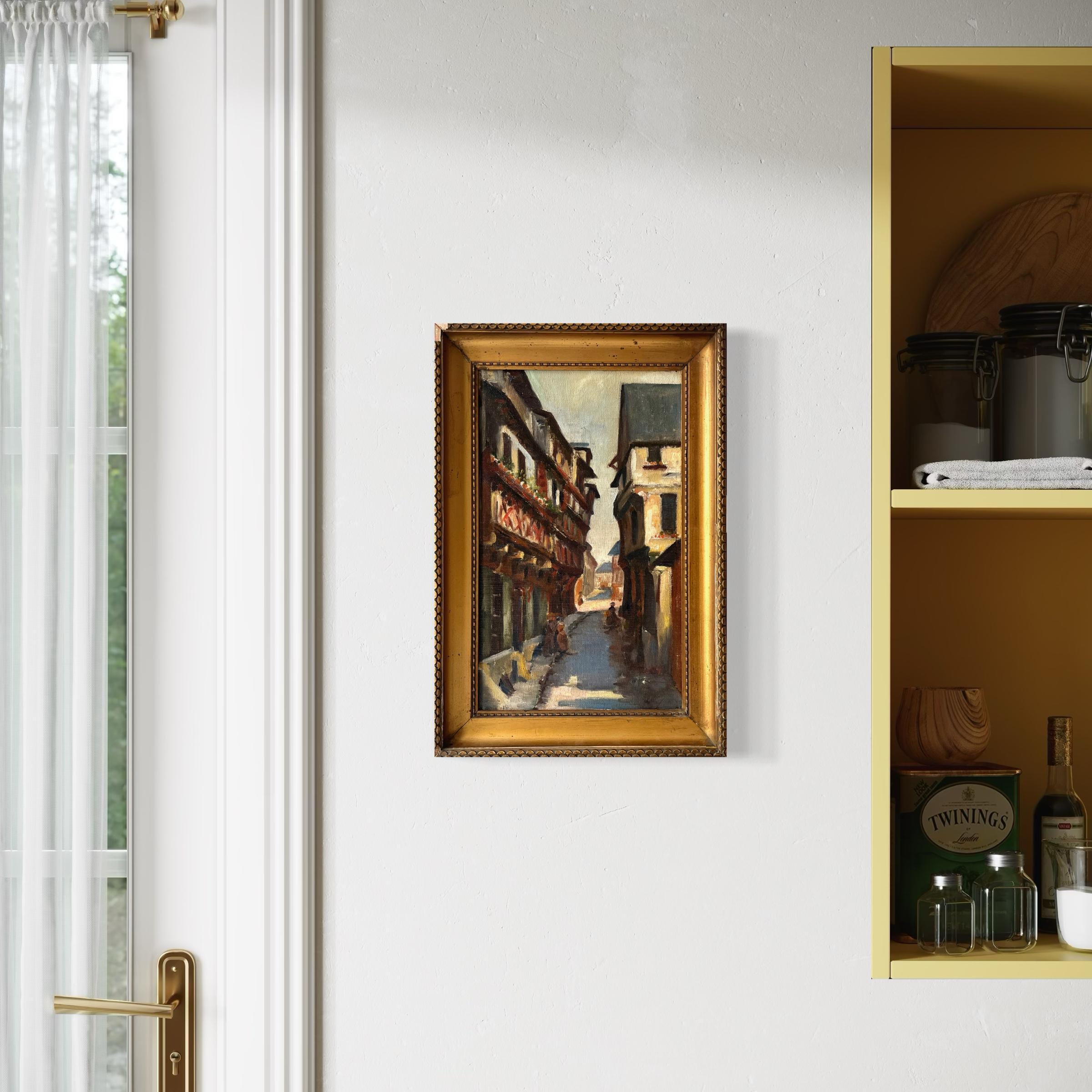 Original 1930s Oil on Panel of an Alsacian Street View, Antique ...