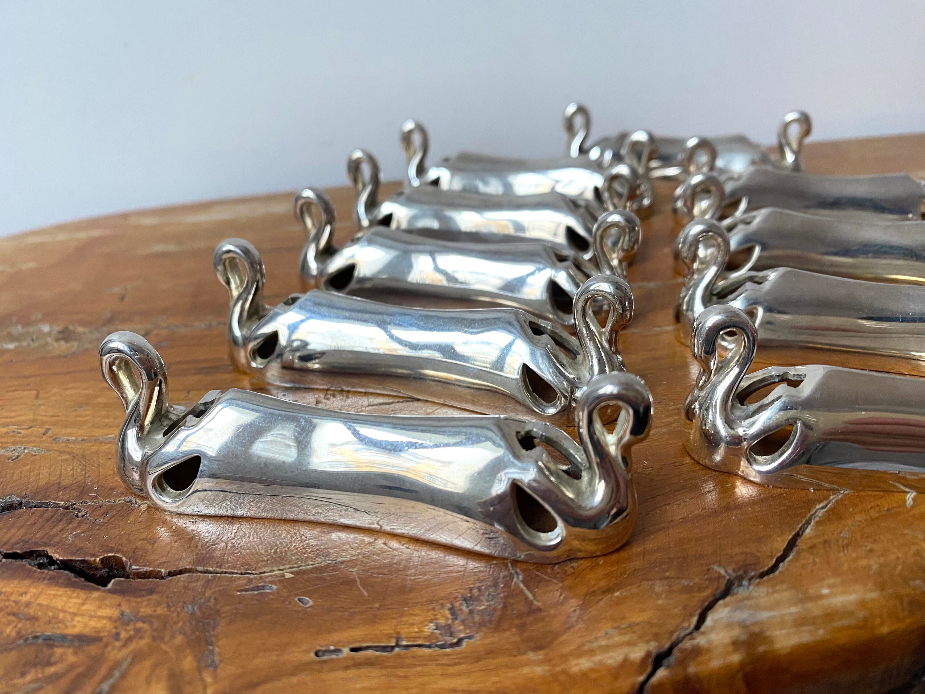 Set of 10 Vintage Swan Knife Holders 80s Silver Metal Knife - Etsy