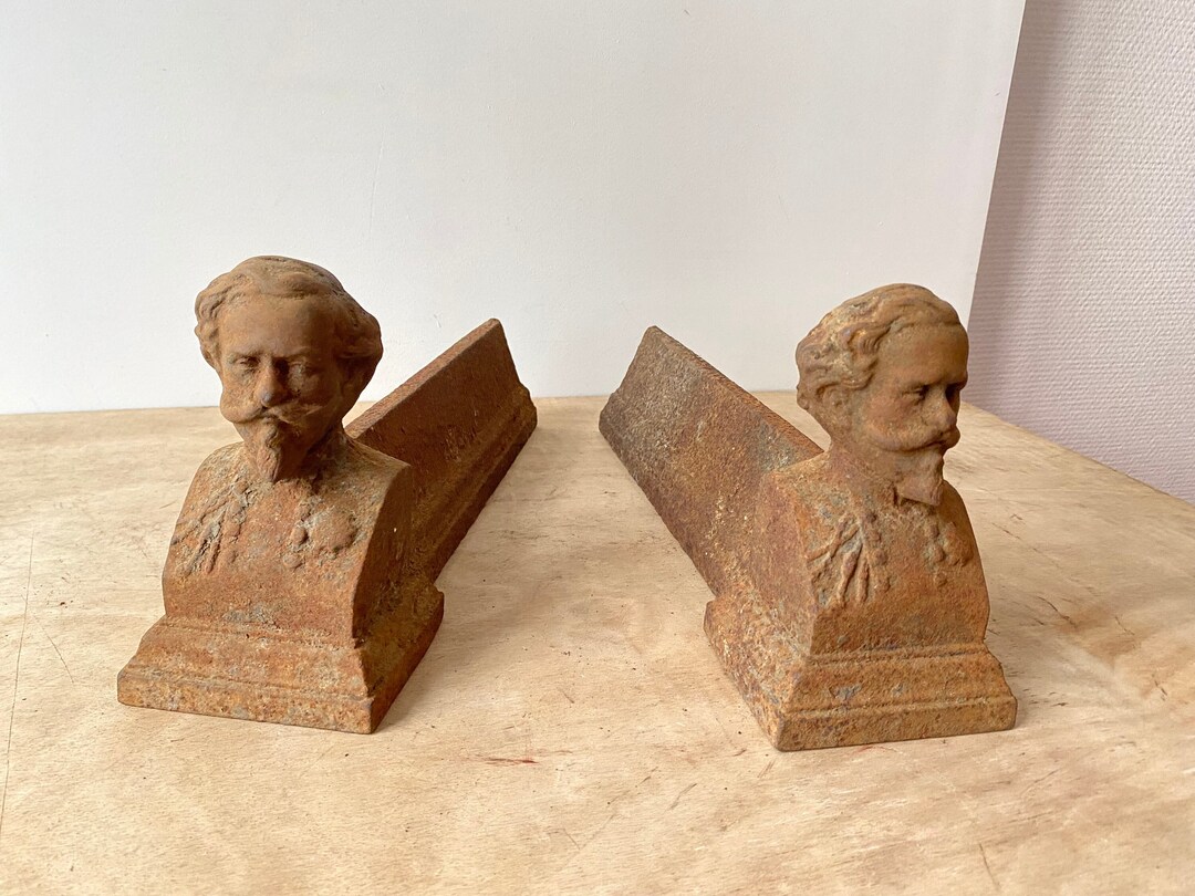 Pair of Antique Fireplace Andirons, Antique 1920s Firedogs, Vintage ...