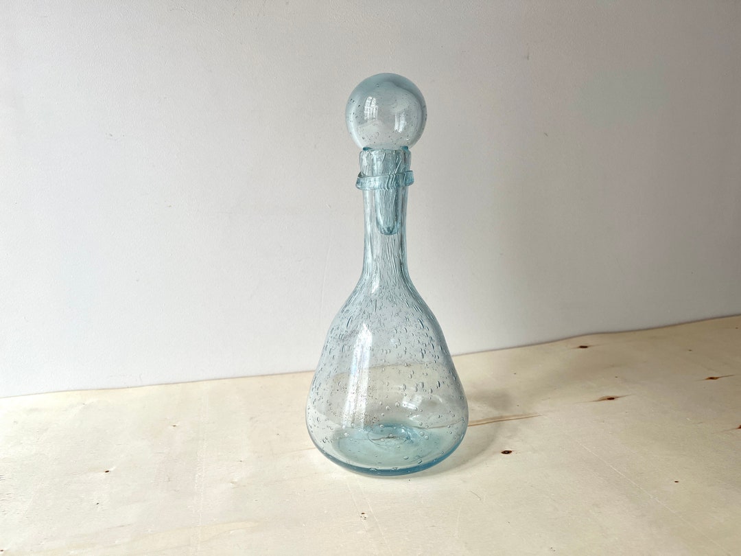 Vintage BIOT Blue Bubble Glass Jug, 60s Bottle, French Vintage Decanter ...