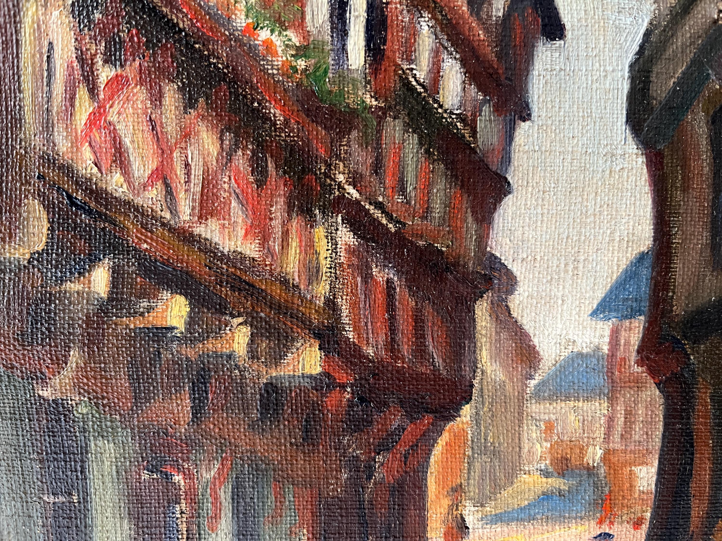 Original 1930s Oil on Panel of an Alsacian Street View, Antique ...