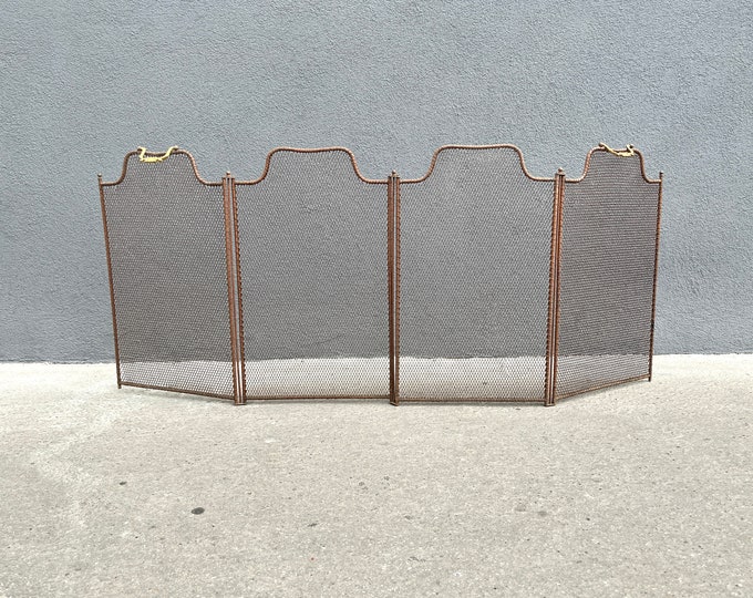 French 19th Copper Fire Screen 53 X 22 Inches, 4 Flap Antique Fireplace ...