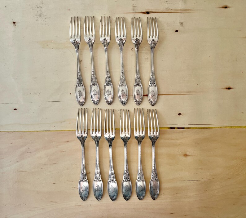 Art Nouveau ERCUIS 30 Pieces Cutlery Set in Silver Metal 1900's ...