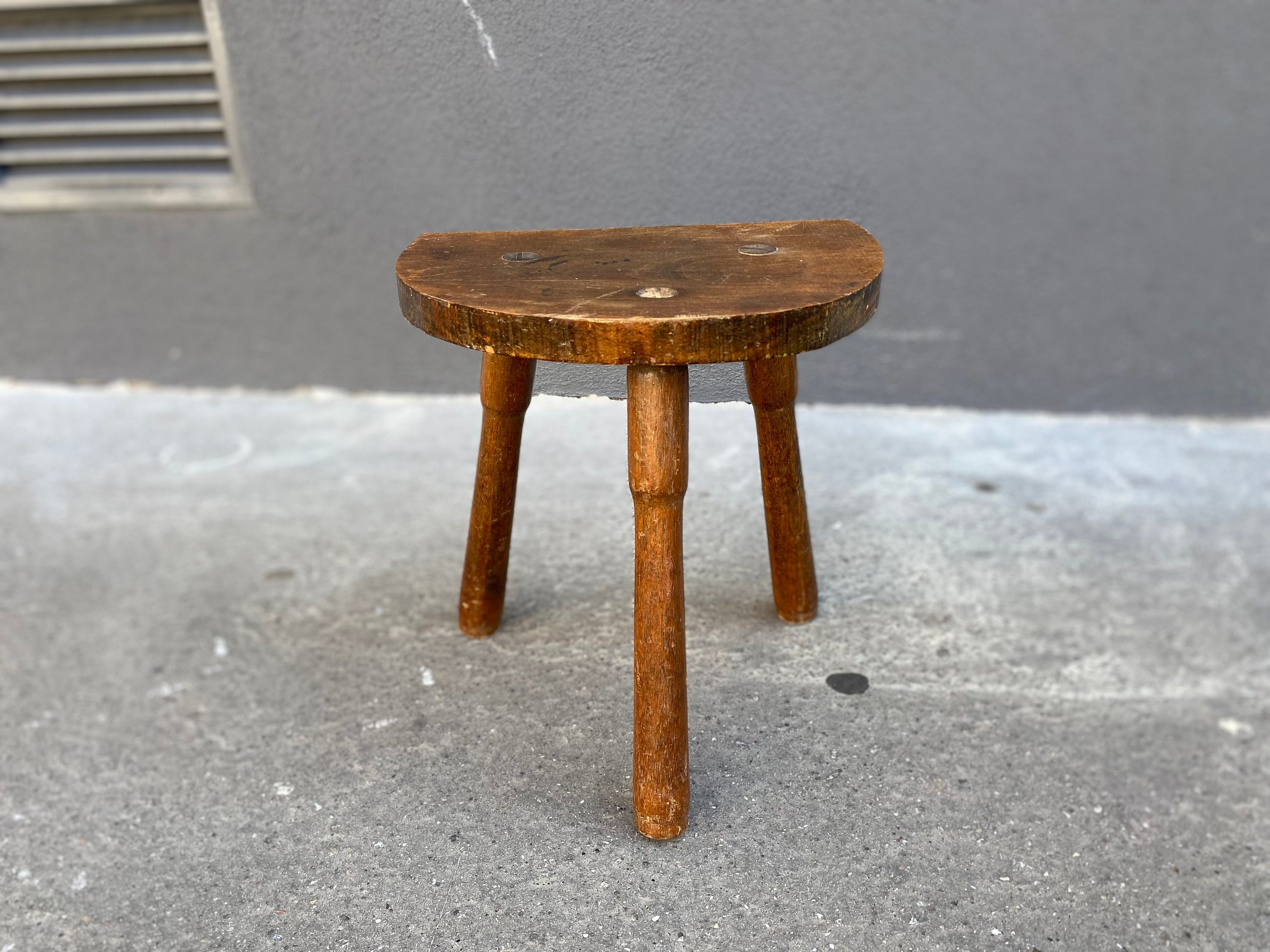 French Antique Farmhouse Stool in Varnished Dark Wood Rustic - Etsy