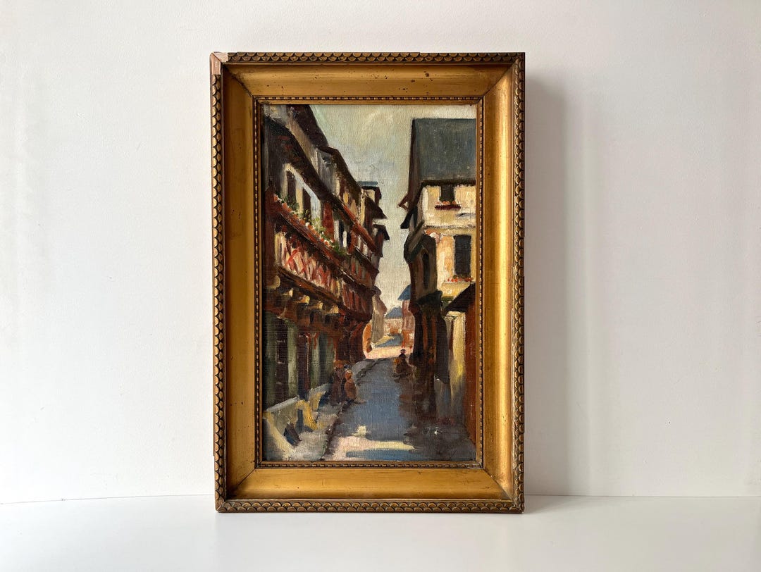 Original 1930s Oil on Panel of an Alsacian Street View, Antique ...