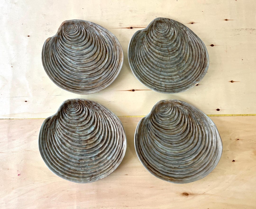 Set of 4 French VALLAURIS Ceramic Shell Plate by Dominique Guillot 1960 ...