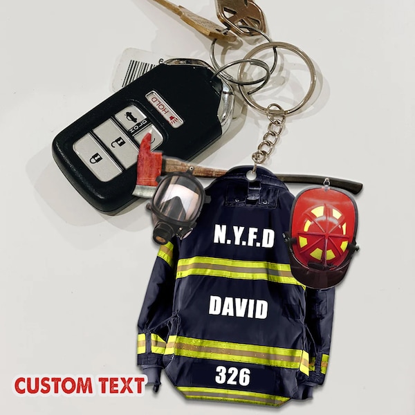 Firefighter Keychain - Etsy