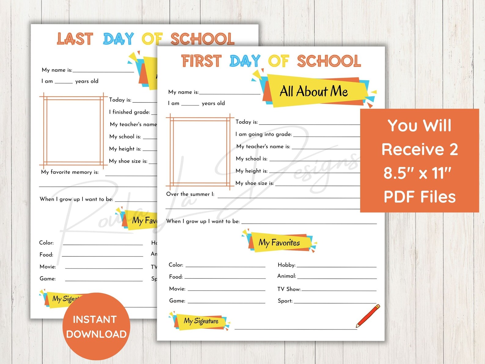 All About Me Printable | Back to School | First Day of School | Last ...