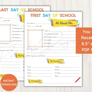 All About Me Printable | Back to School | First Day of School | Last ...