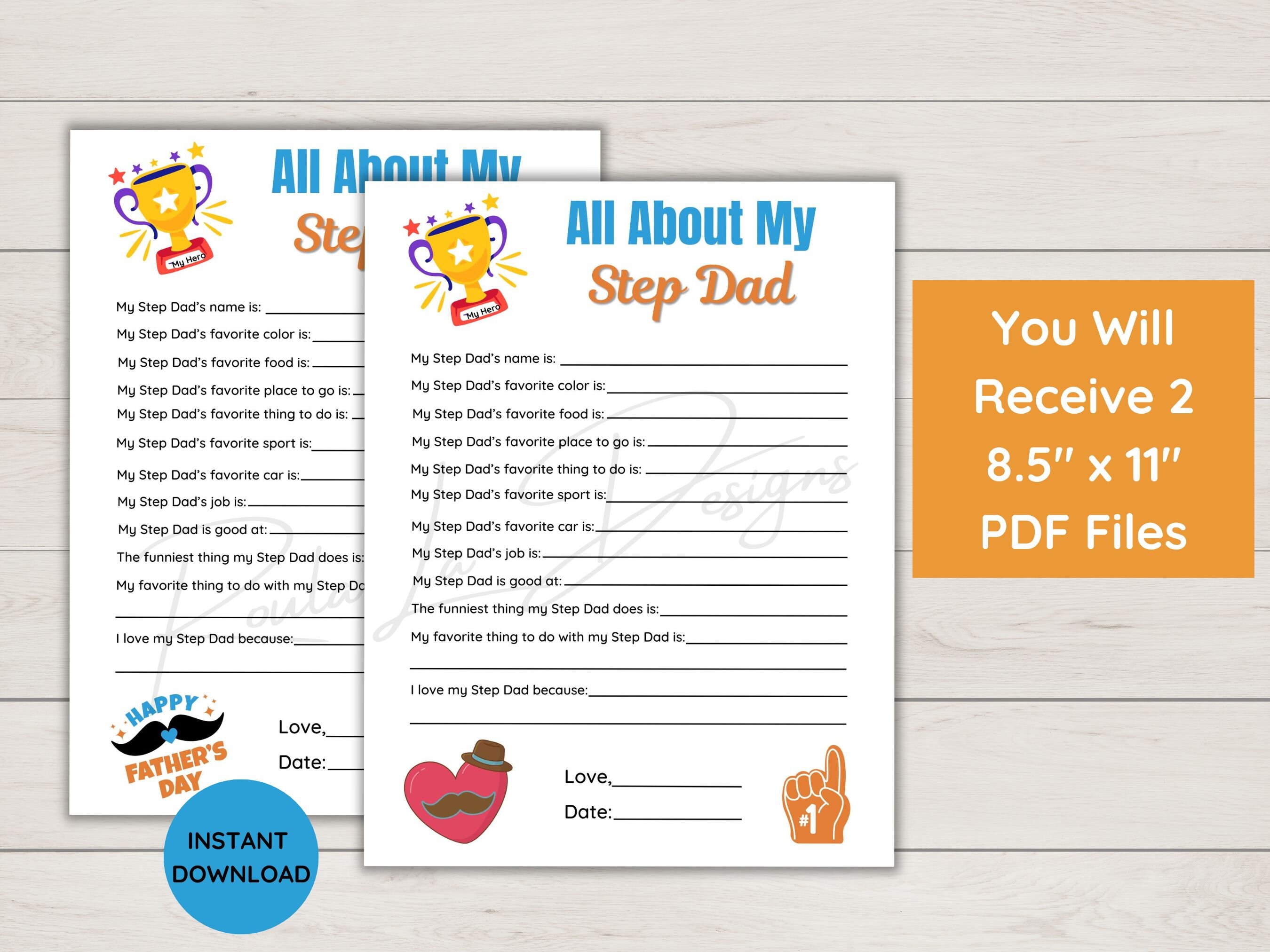 All About My Step Dad Printable | Father’s Day Gift | Step Dad Birthday ...