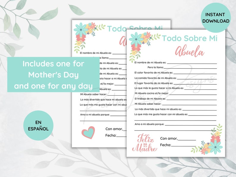 Todo Sobre Mi Abuela | En Español | All About My Abuela Printable ...