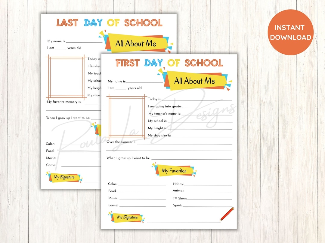 All About Me Printable | Back to School | First Day of School | Last ...
