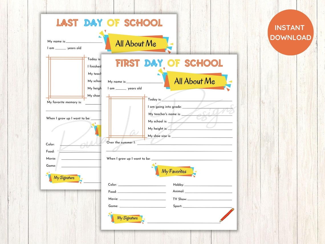 All About Me Printable | Back to School | First Day of School | Last ...