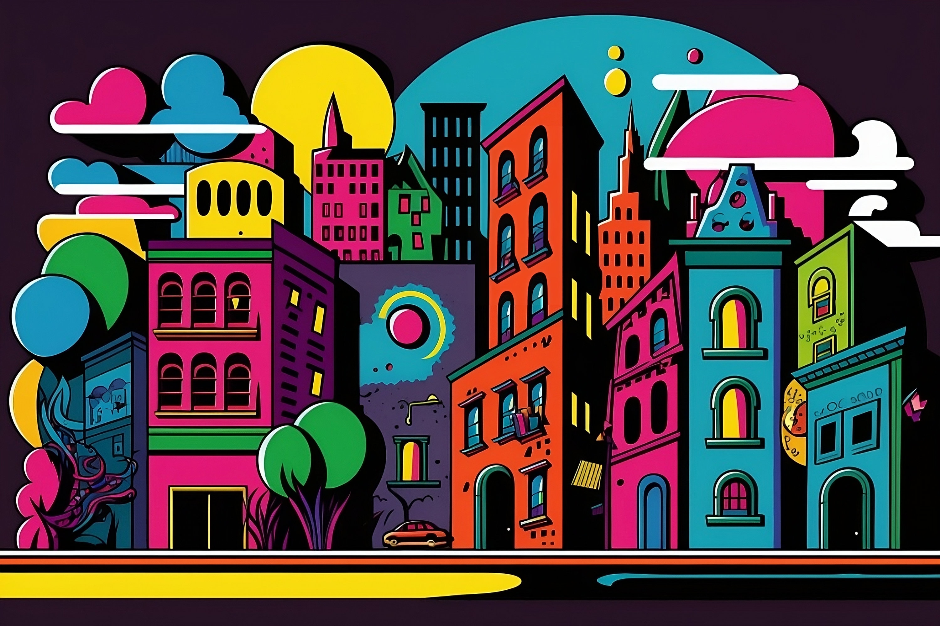 Pop Art City Landscape, Printable File, Digital Download - Etsy