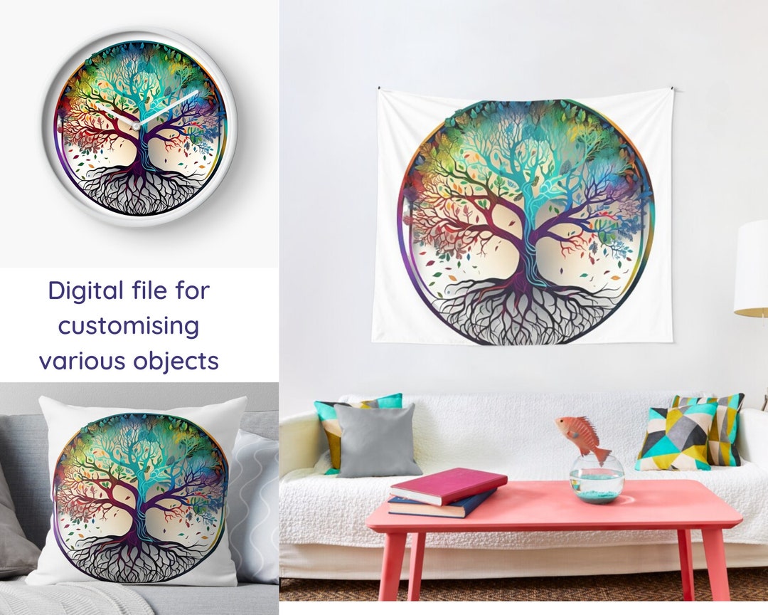 Colored Circular Tree of Life, Printable Art, Boho Decor - Etsy
