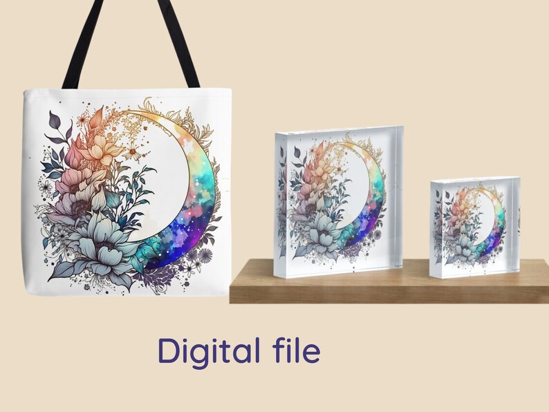 Flowering Moon, Wall Art Deco, Printable Art - Etsy