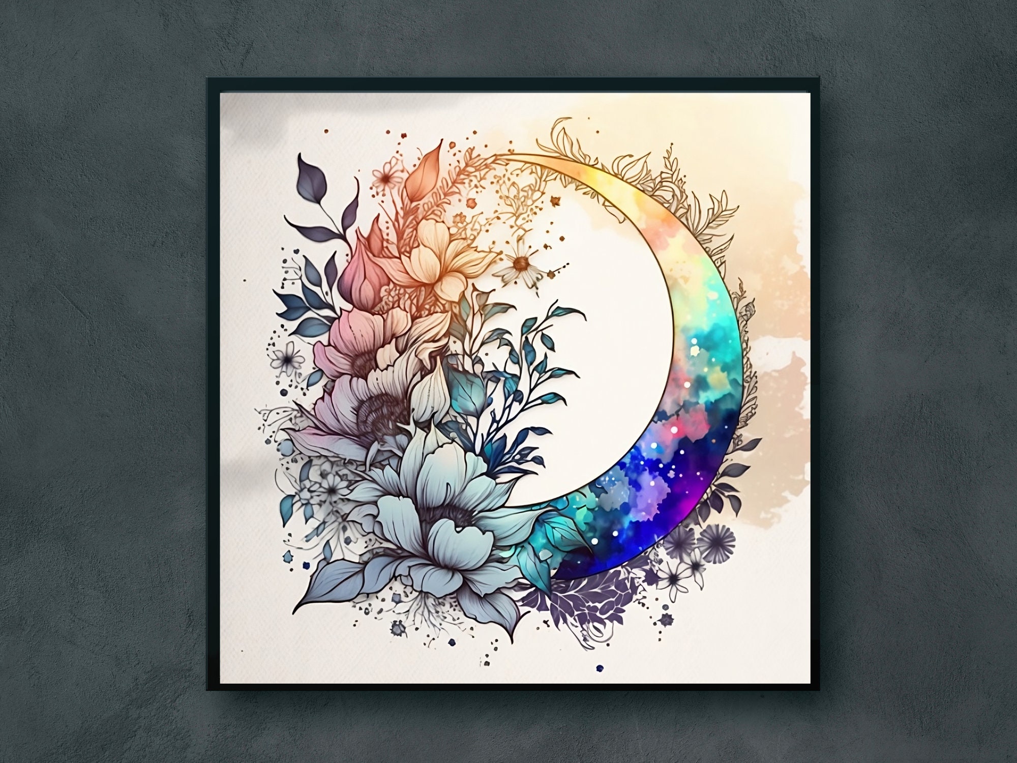 Flowering Moon, Wall Art Deco, Printable Art - Etsy