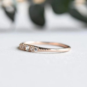 Dainty CZ Stacking Ring, Gold Minimalist Ring, CZ Ring, Simple Diamond ...