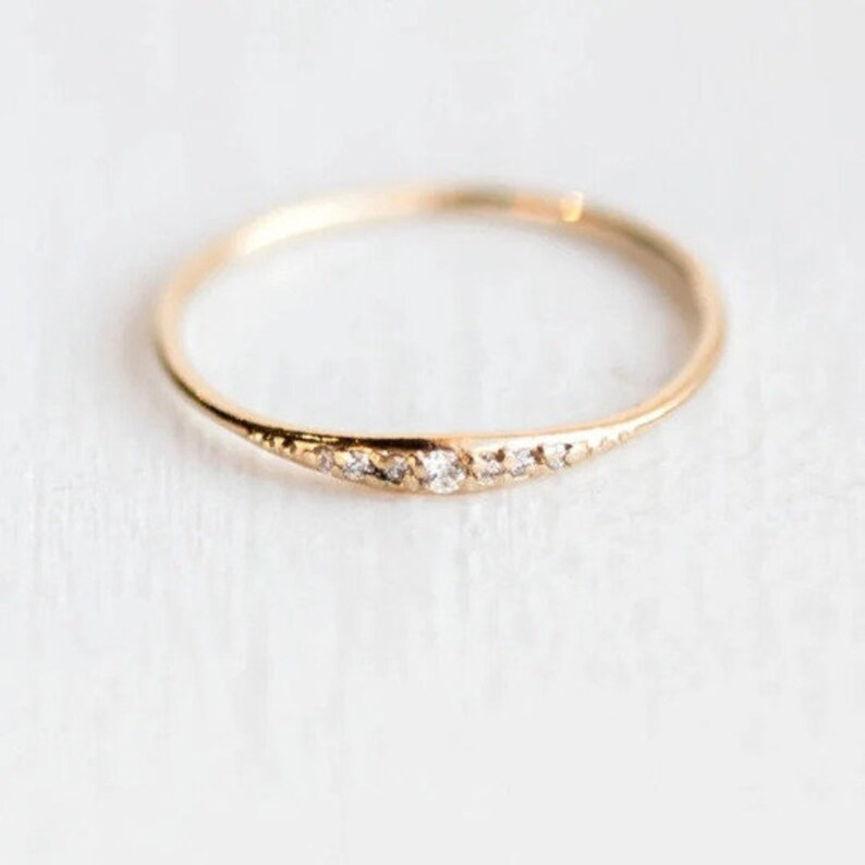 Dainty CZ Stacking Ring Gold Minimalist Ring CZ Ring Simple - Etsy