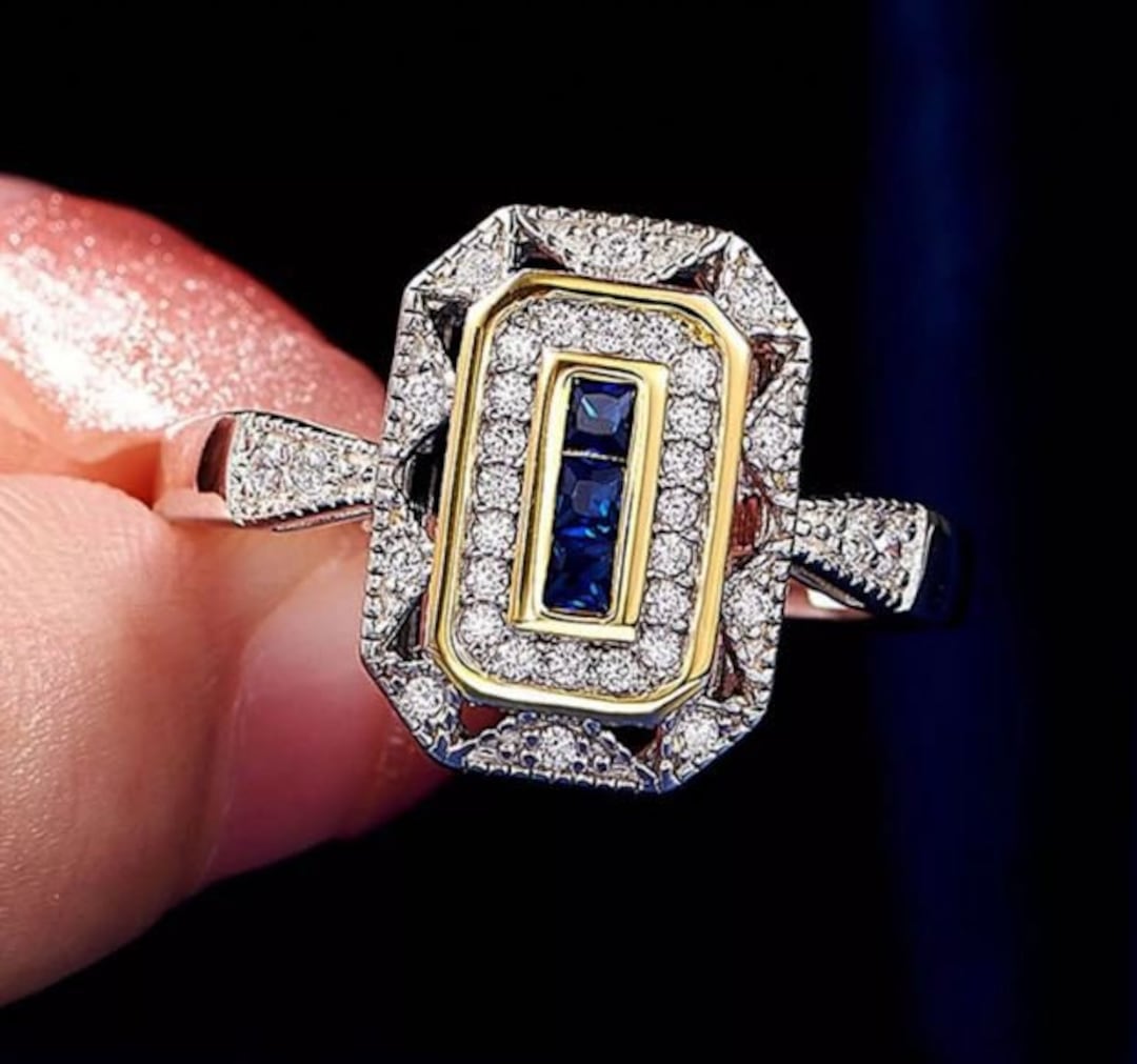 Designer Bezel Set Wedding Ring, Two Tone Ring, Women's Engagement Ring ...