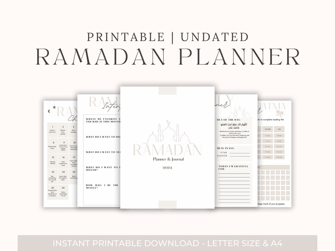 Ramadan Planner Printable | Undated Islamic Goal Tracker Prayer Journal ...
