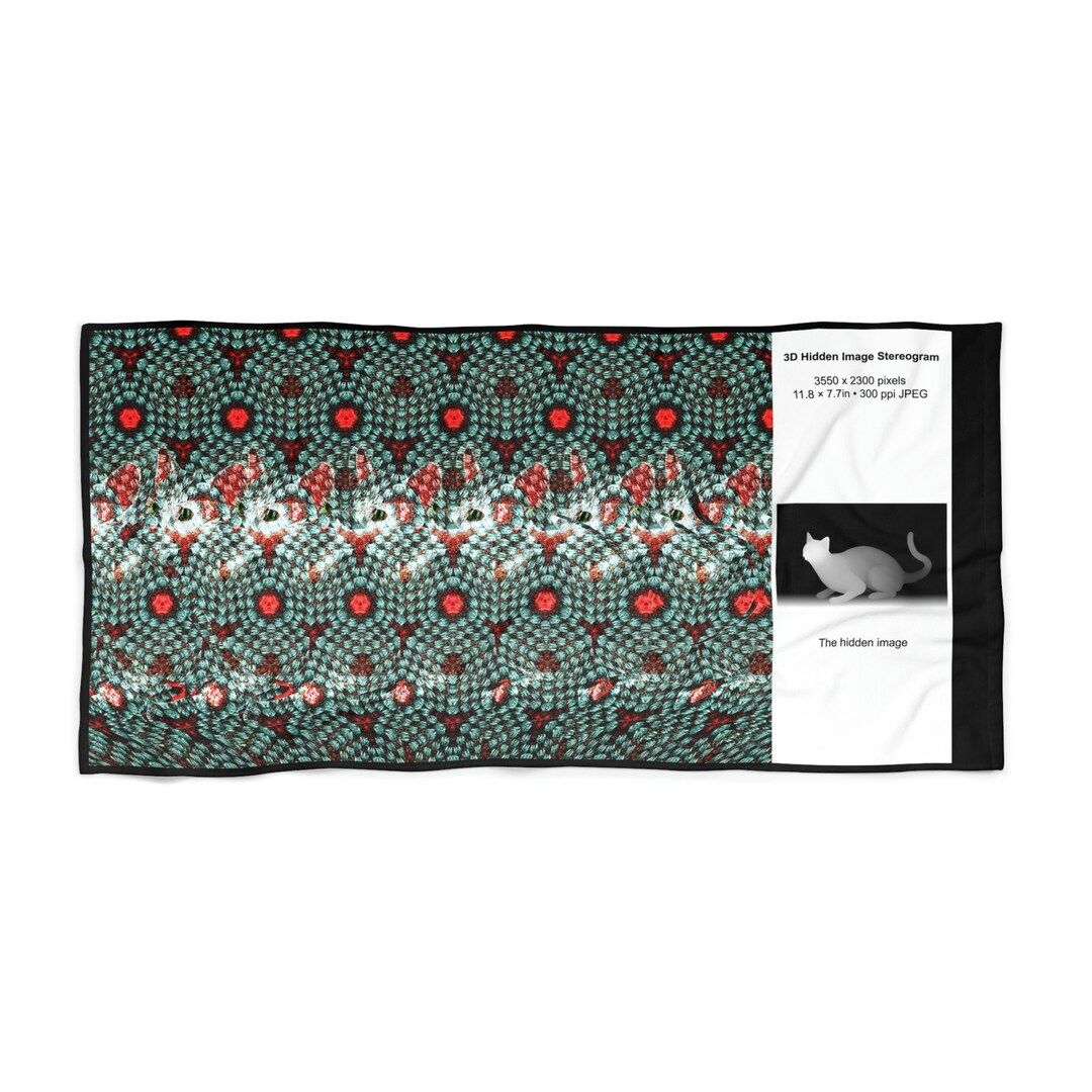 Cat Stereogram Beach Towel Autostereogram 3D Image Optical - Etsy