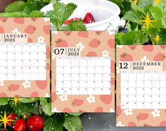 Strawberry Monthly Calendar - Etsy