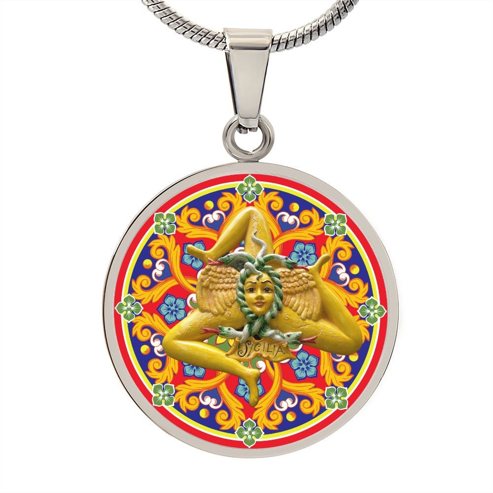 Trinacria Necklace Silcilia Sicily Lemons Blossoms Yellow - Etsy