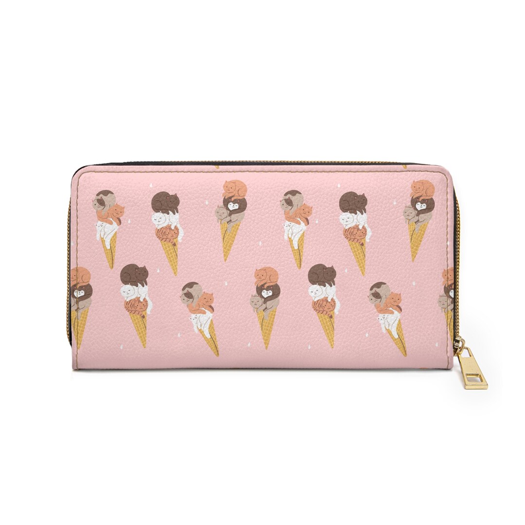 Cute Pink Ice Cream Cats Wallet Kawaii Unique Clutch Purse - Etsy