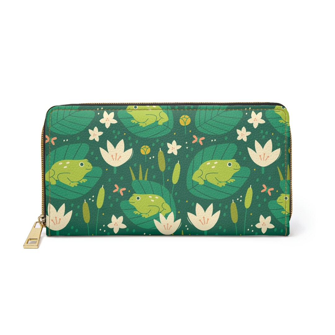 Cute Frog Wallet Green Lake Swamp Toads Reed Water Lilies Pad - Etsy
