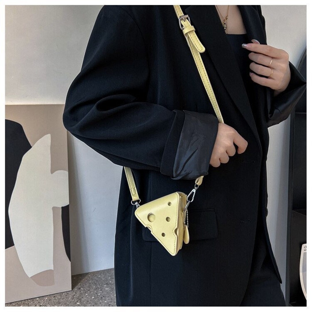 PU Leather Cheese Shaped Bag Mini Triangle and Square Bag Cute Earphone ...