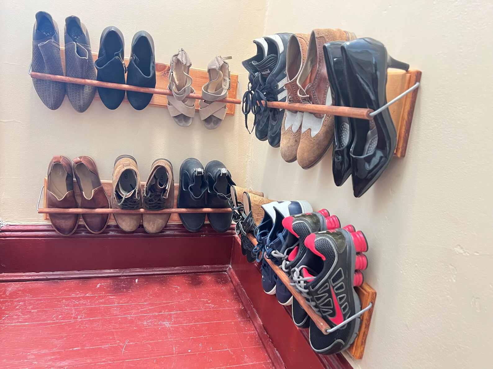 Minimalist Hanging Shoe Rack With Dowel. Storage Orgainizer - Etsy