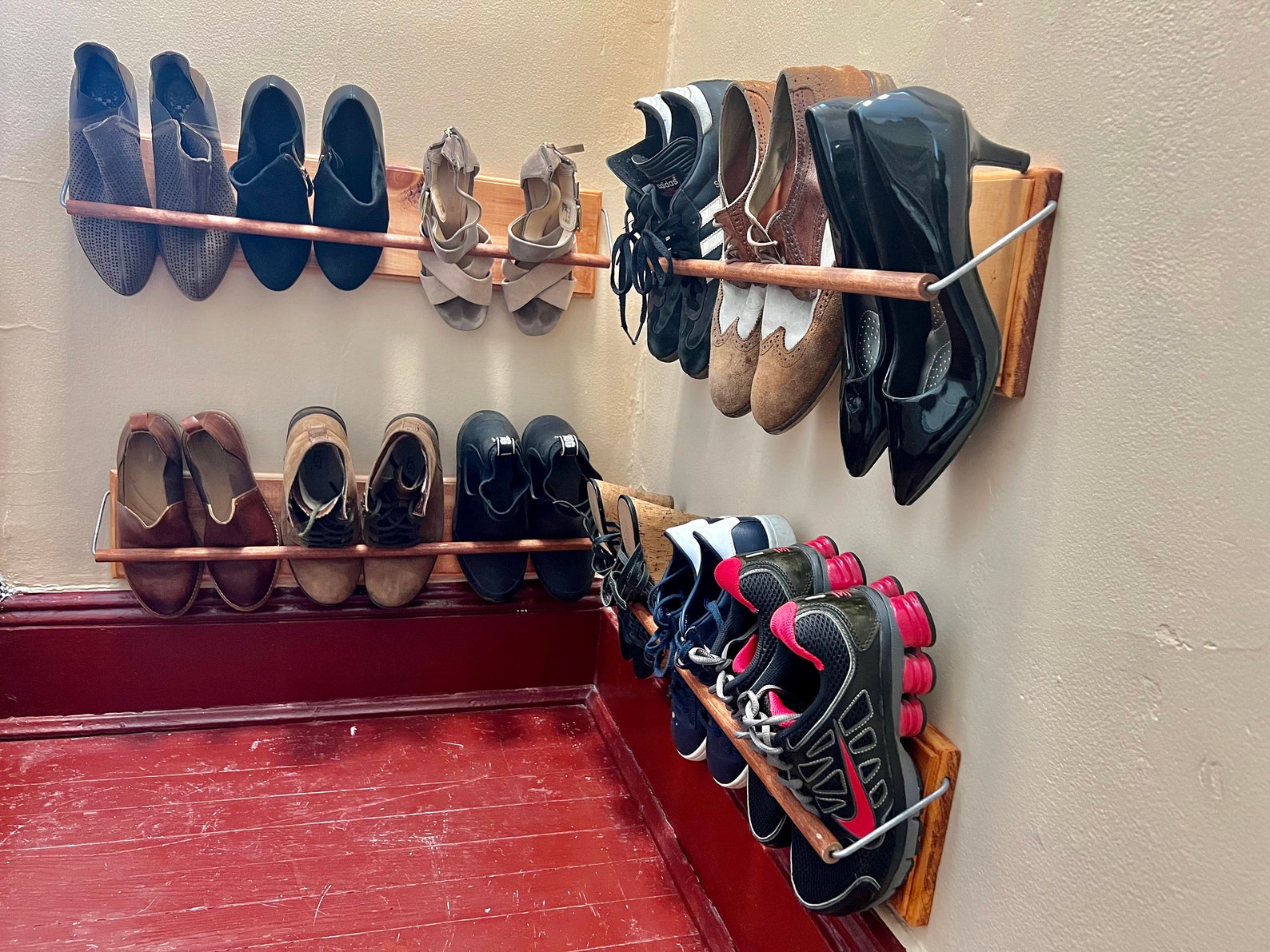 Minimalist Hanging Shoe Rack With Dowel. Storage Orgainizer - Etsy