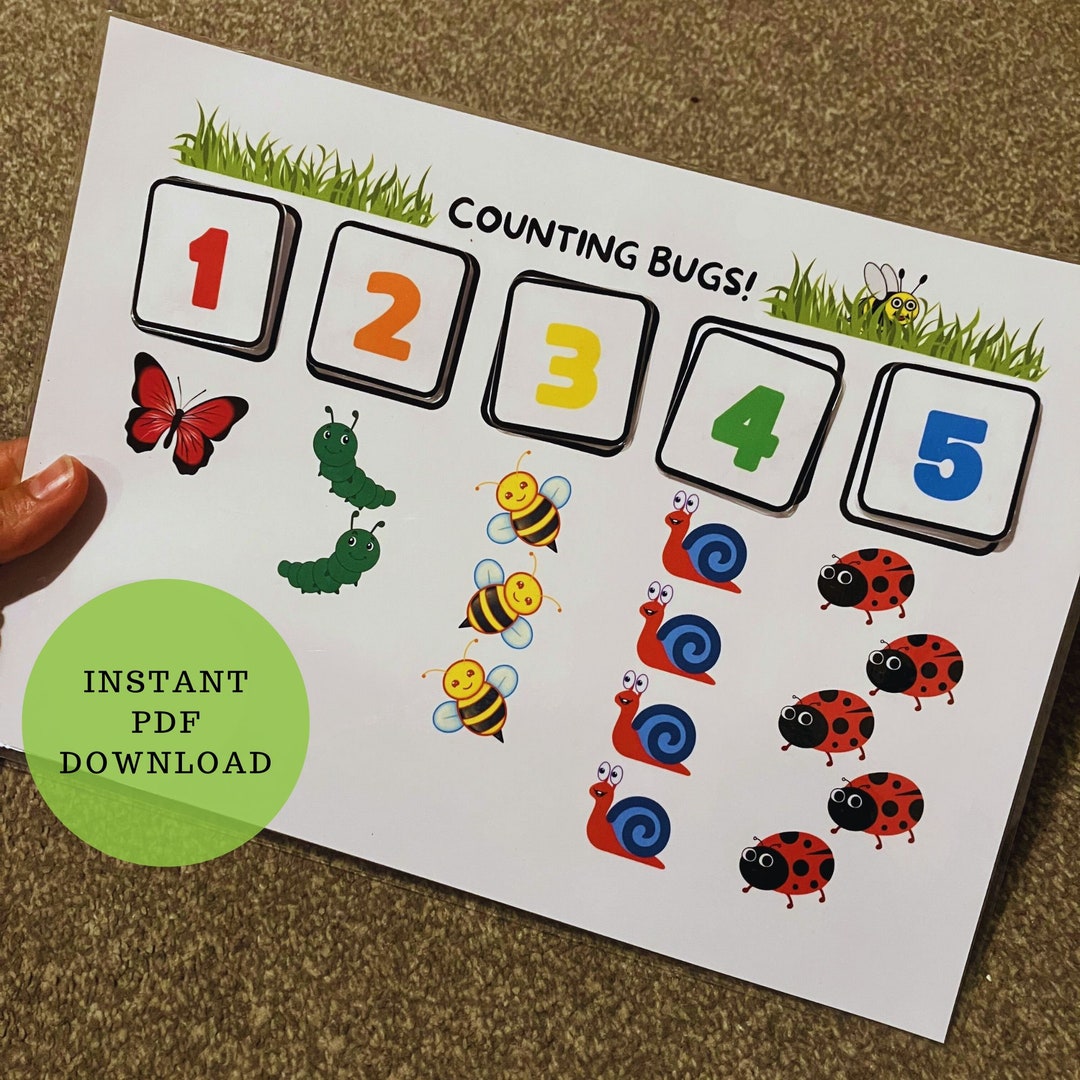 Counting Bugs Activity - Learn to Count - Digital Download - A4 Size - Etsy