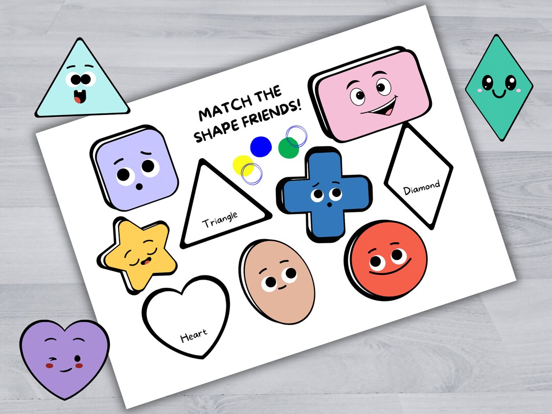 Match the Shape Friends - Learn Shapes - Digital Download - A4 Size - Etsy