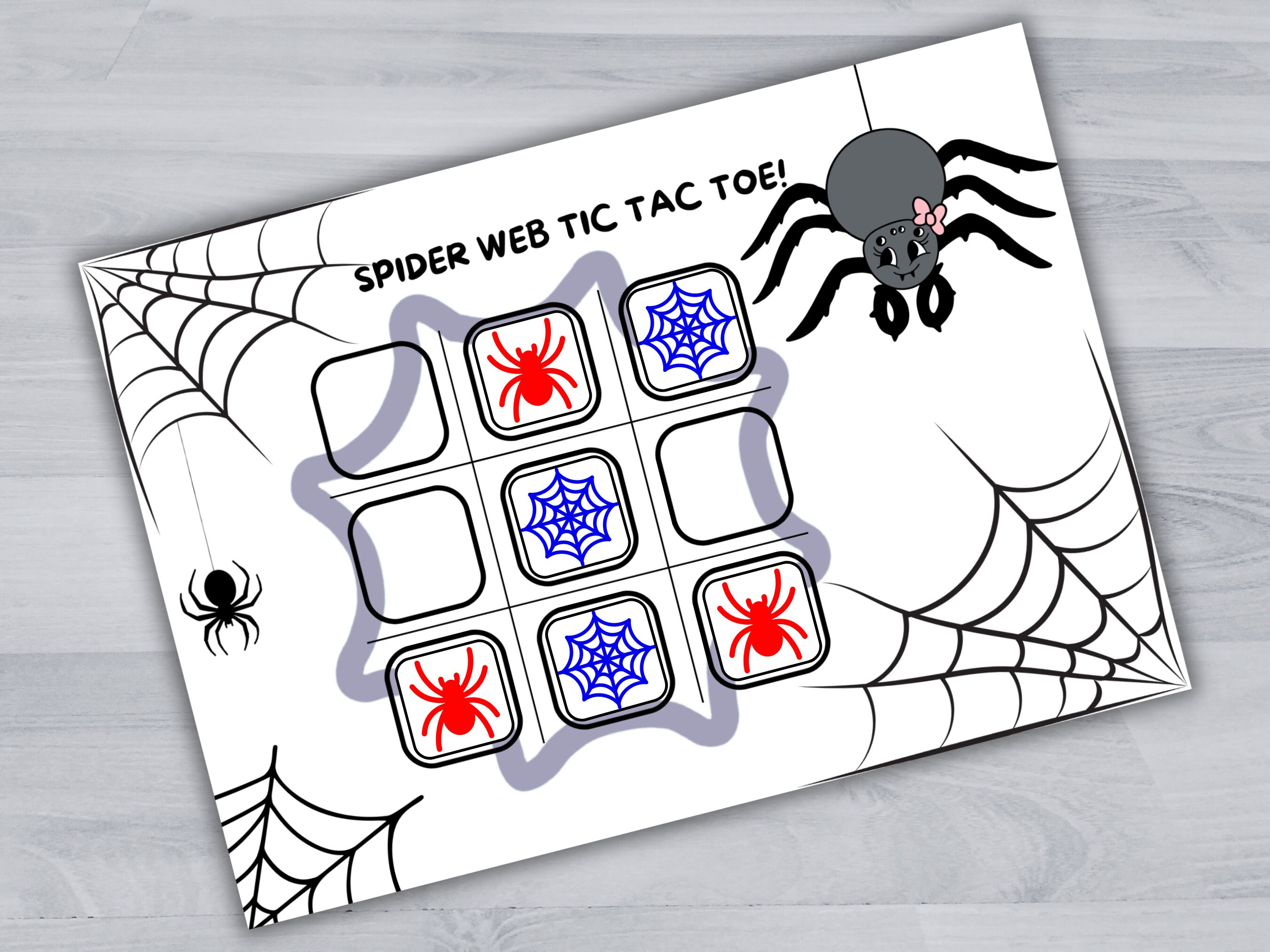 Spider Web Tic Tac Toe - Digital Download - A4 Size - Etsy