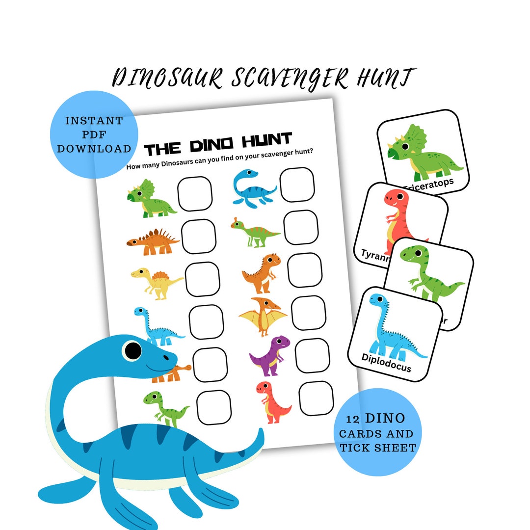 Dinosaur Kids Scavenger Hunt Printable | Fun Dino-themed Party Activity ...
