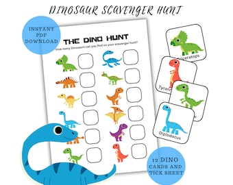 Dinosaur Scavenger Hunt Game, Jurassic Park Themed Party, Printable ...