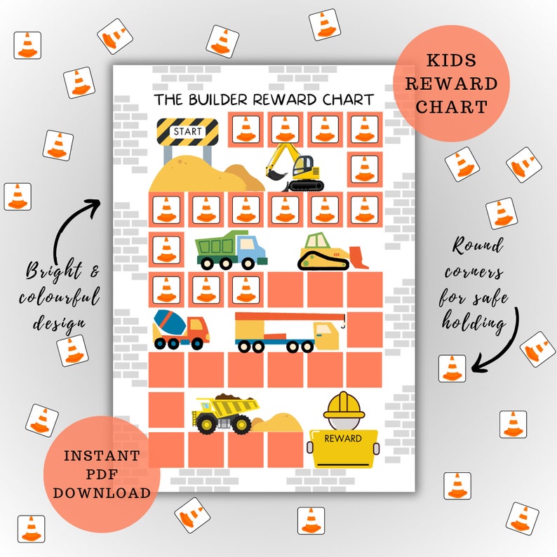 Builder-themed Reward Chart | Printable Construction Behaviour Tracker ...