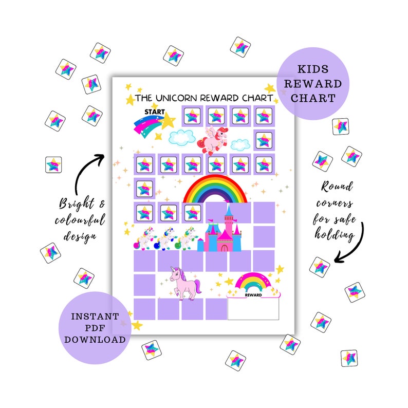 Unicorn-themed Printable Reward Chart for Kids | Positive Behaviour ...