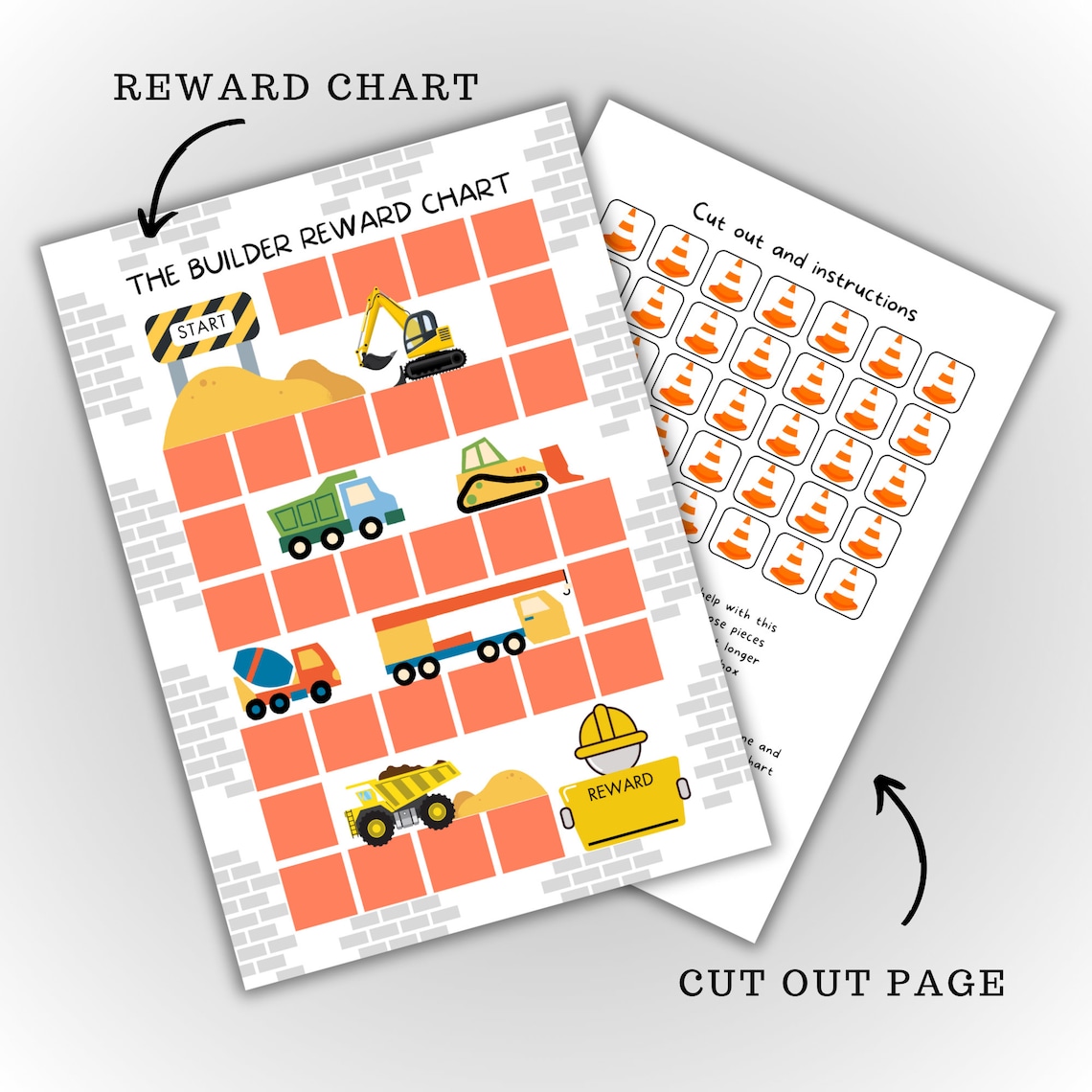 Builder-themed Reward Chart | Printable Construction Behaviour Tracker ...