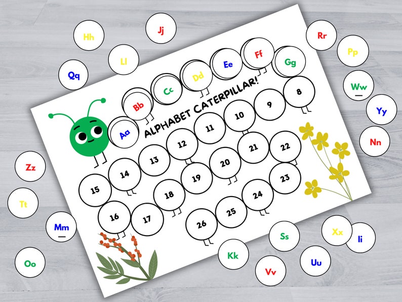Kids Alphabet Caterpillar Activity, Learn the Alphabet, Digital ...