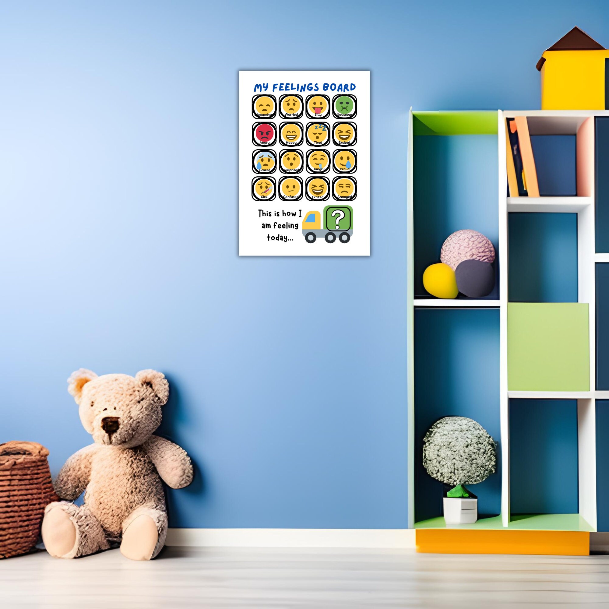 Reusable Feelings Board to Learn Emotions Preschool / Toddlers Visual ...