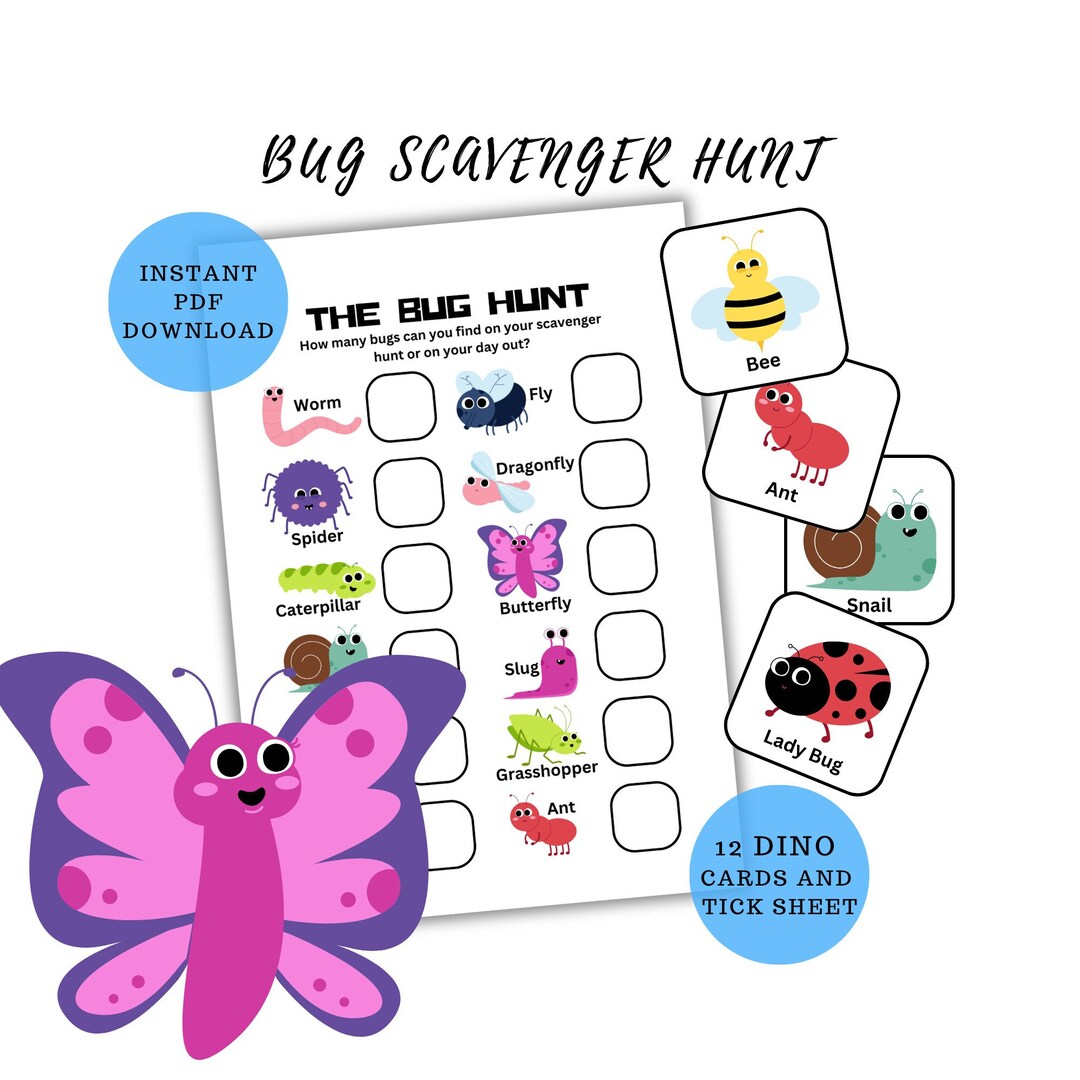 Printable Bug Scavenger Hunt for Kids | Fun Insect Activity Game ...
