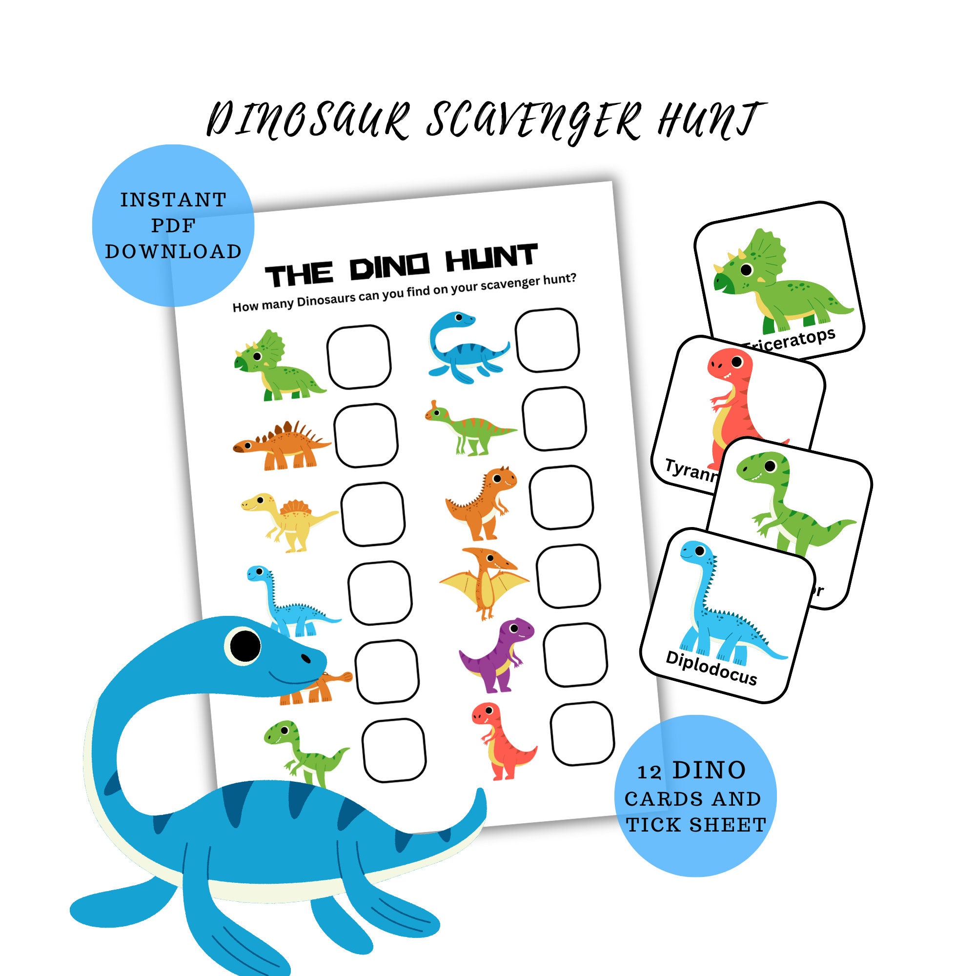 Dinosaur Picture Scavenger Hunt for Kids Birthday Party Game Digital ...