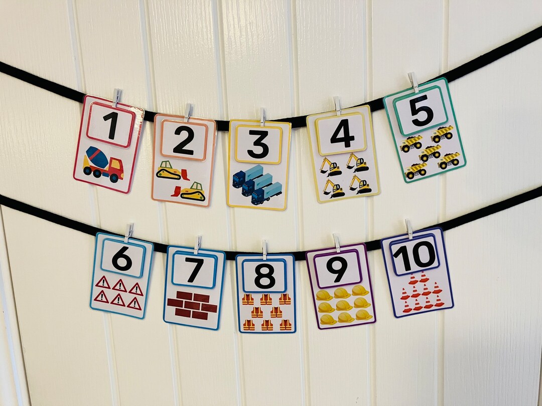 Construction Themed Counting Card Set A4 Size Digital Download Number ...
