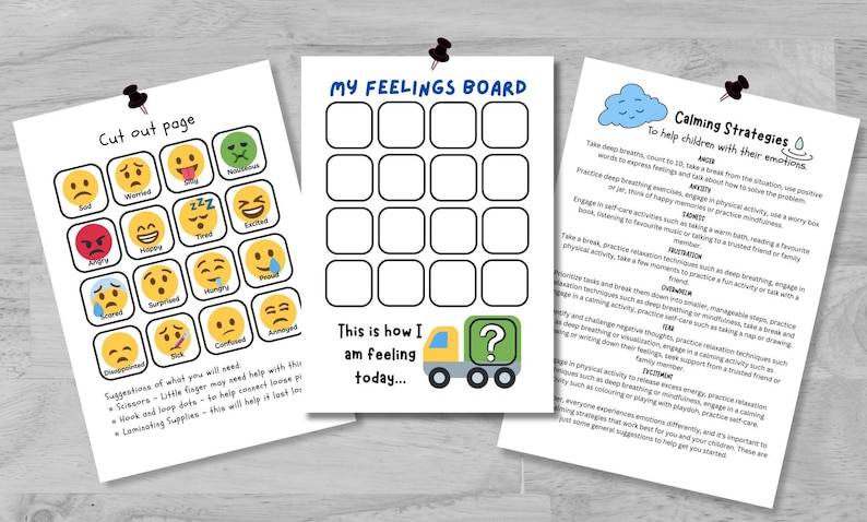 Reusable Feelings Board to Learn Emotions Preschool / Toddlers Visual ...