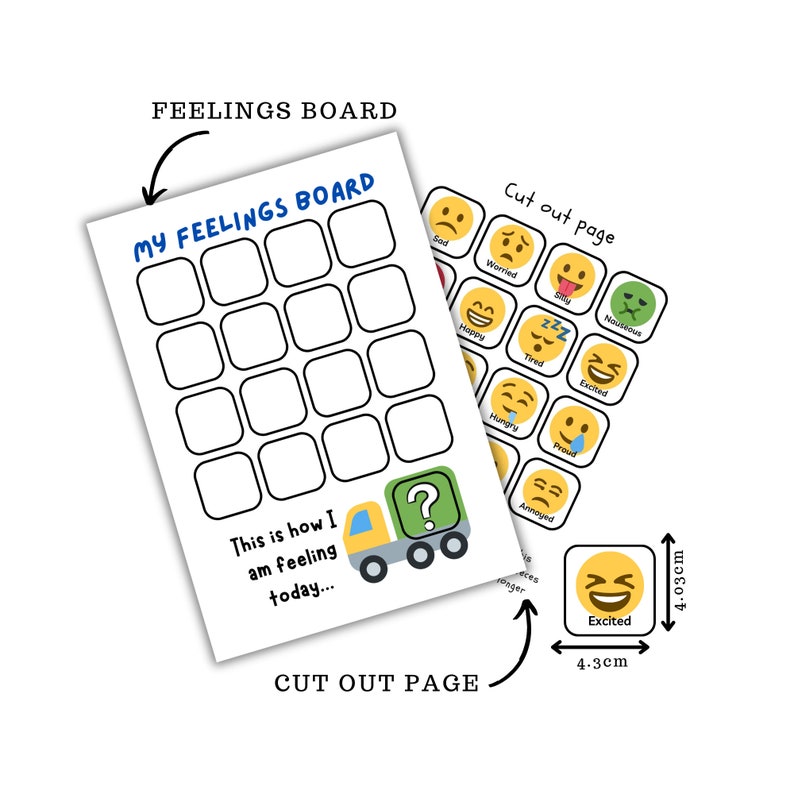 Reusable Feelings Board to Learn Emotions Preschool / Toddlers Visual ...