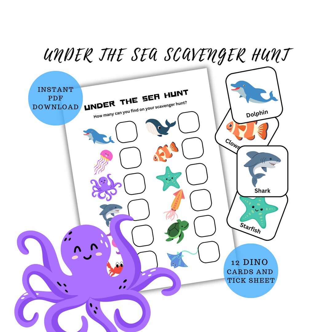 Under the Sea Scavenger Hunt for Kids | Ocean Themed Birthday Party ...