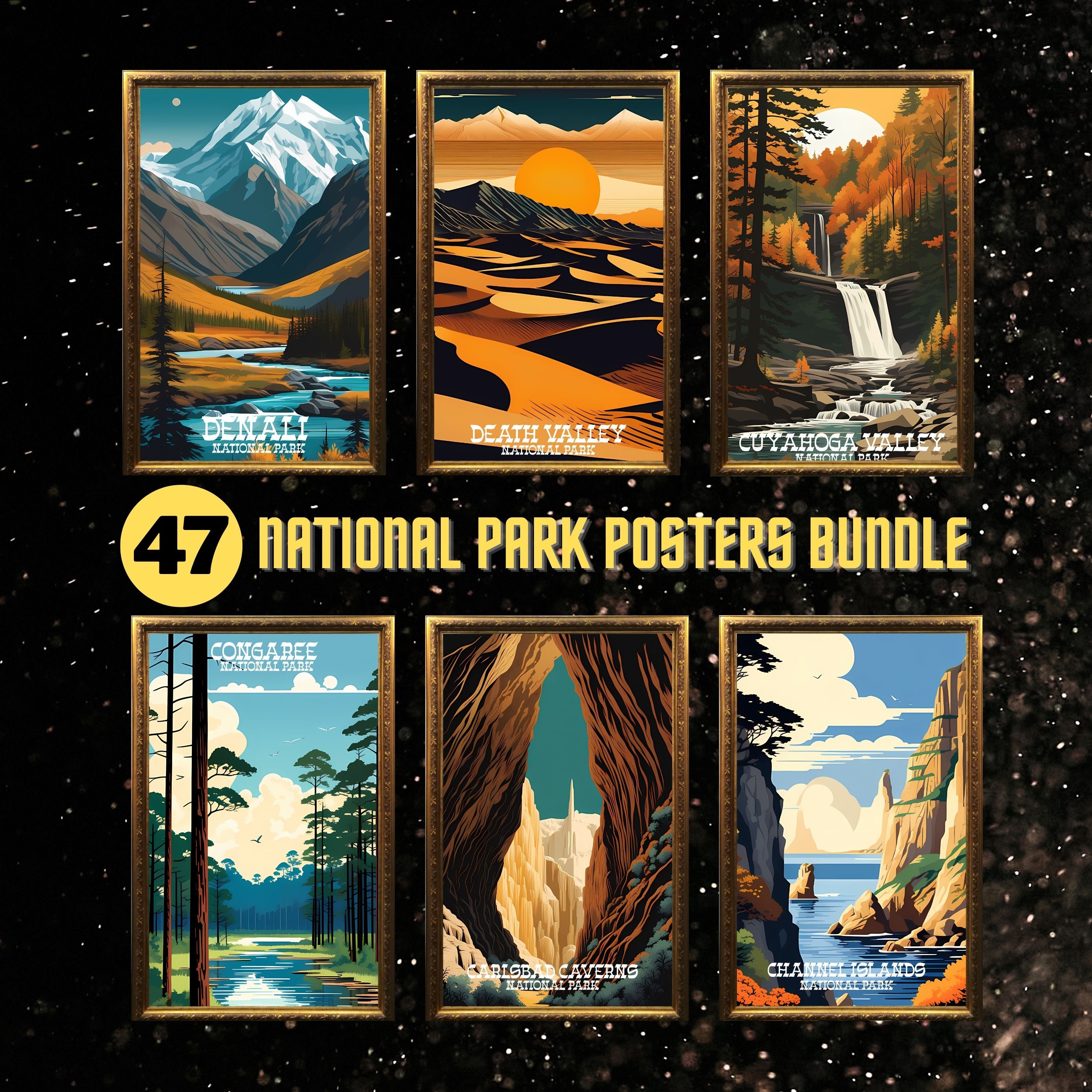 Set of 47 USA Vintage National Parks Posters Bundle Collection Travel ...